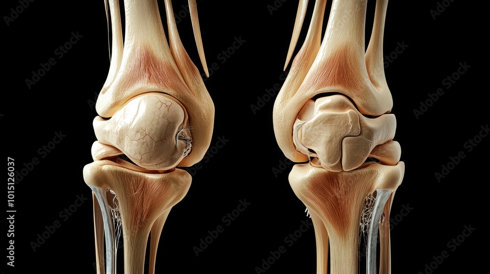 An anatomical knee diagram with highlighted pain points, designed for ...
