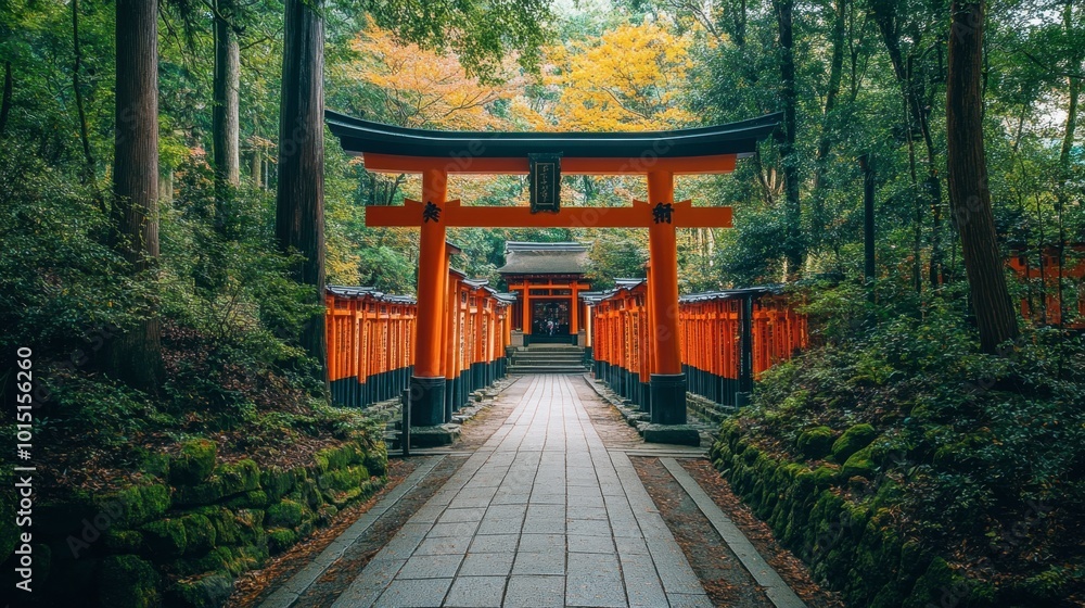 The majestic Fushimi Inari Shrine in Kyoto, featuring its famous ...