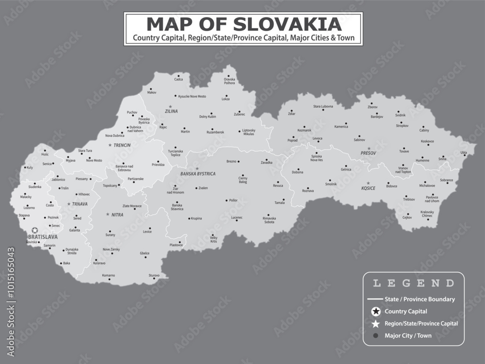 European Country Geography Political map. Political map of country with ...