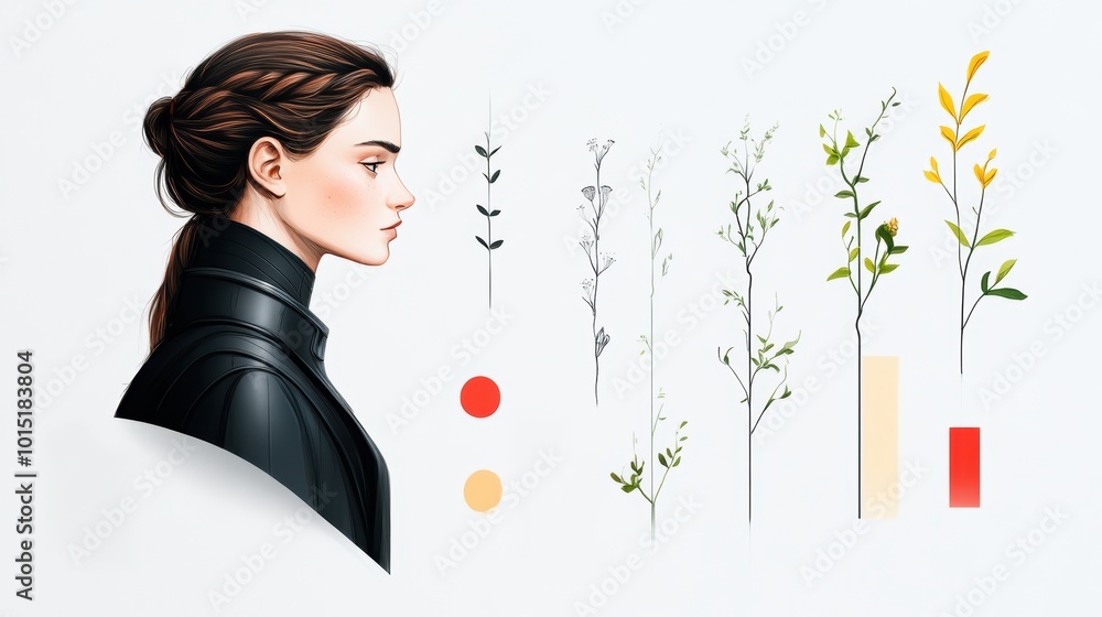 Detailed illustration of a character design process, showcasing ...