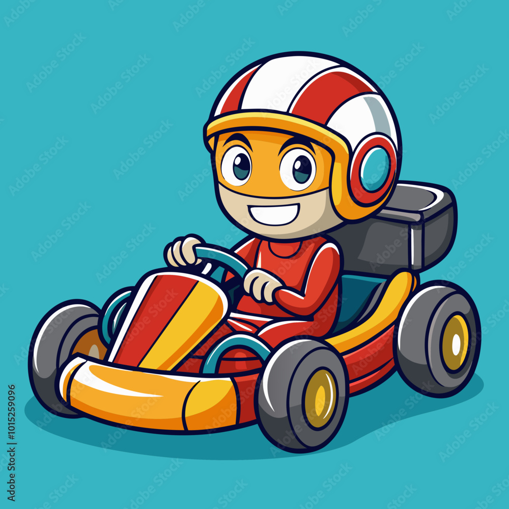 Cartoon Go Kart Vector Illustration - Line Art Design for Creative ...