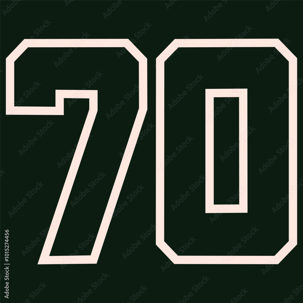 70 Classic Vintage Sport Jersey / Uniform numbers in black with a black ...