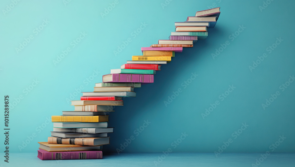 A stack of books with each book representing a stage of learning ...