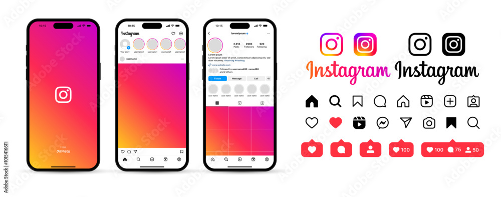 instagram mockup social media post. social network interface template ...