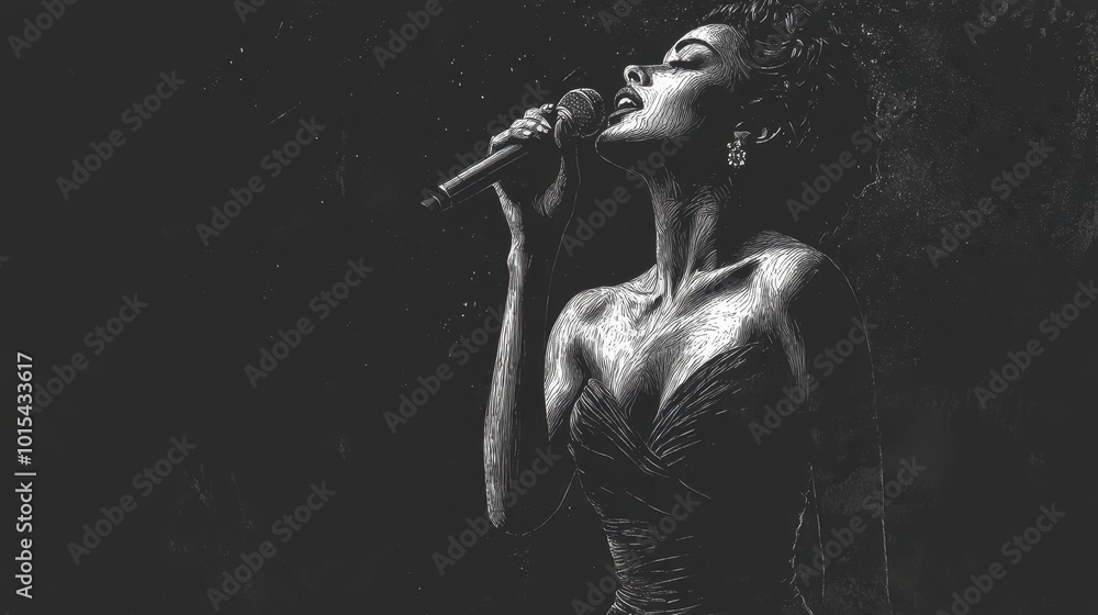 woman in a tight evening dress singer holding a microphone the classic ...