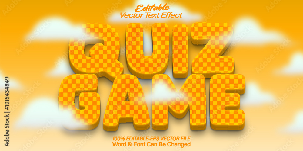 Quiz Game Vector Text Effect Editable Alphabet Retro Gaming Gamer Joy ...
