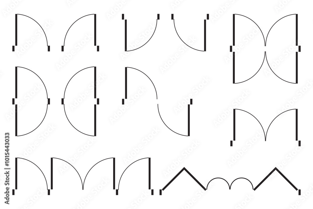 Set of door icons for floor plan. Entrance and exit signs for ...