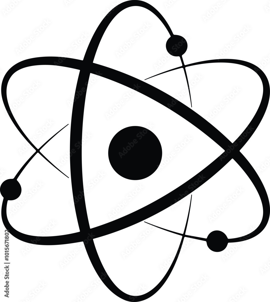 Vector de Stock Atom icon. Logo atomic neutron black. Nuclear atom ...