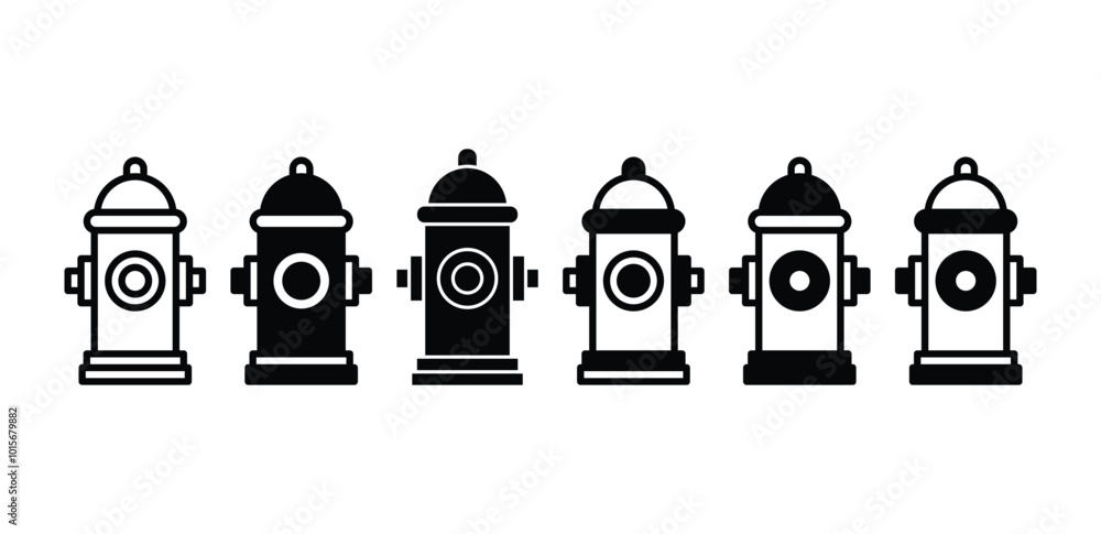 set of fire hydrant icon symbol sign vector design simple flat black ...