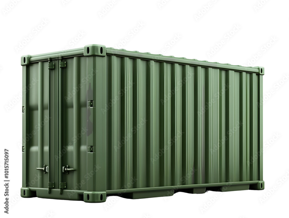 Green shipping container on white isolated background. Stock ...