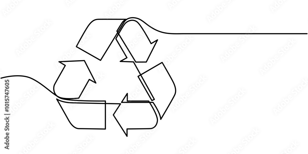 Recycling Ideas Continuous Line Editable Icon, single line drawing of ...