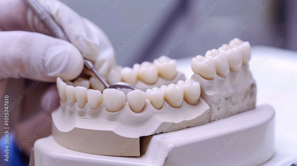 Dentist explaining the steps of a dental bridge procedure discussing ...