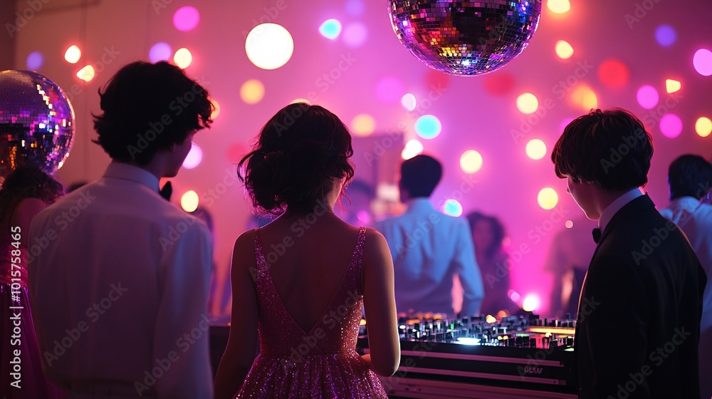 1990s High School Prom with Shiny Disco Ball Stock Photo | Adobe Stock