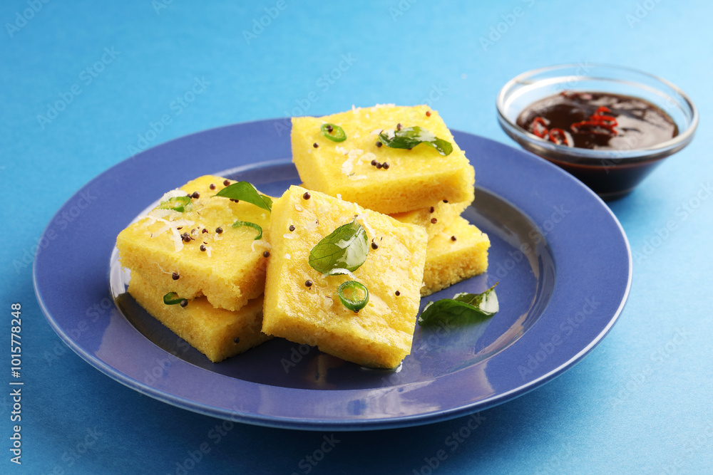 Dhokla an Indian breakfast most popular in Gujrat Stock Photo | Adobe Stock
