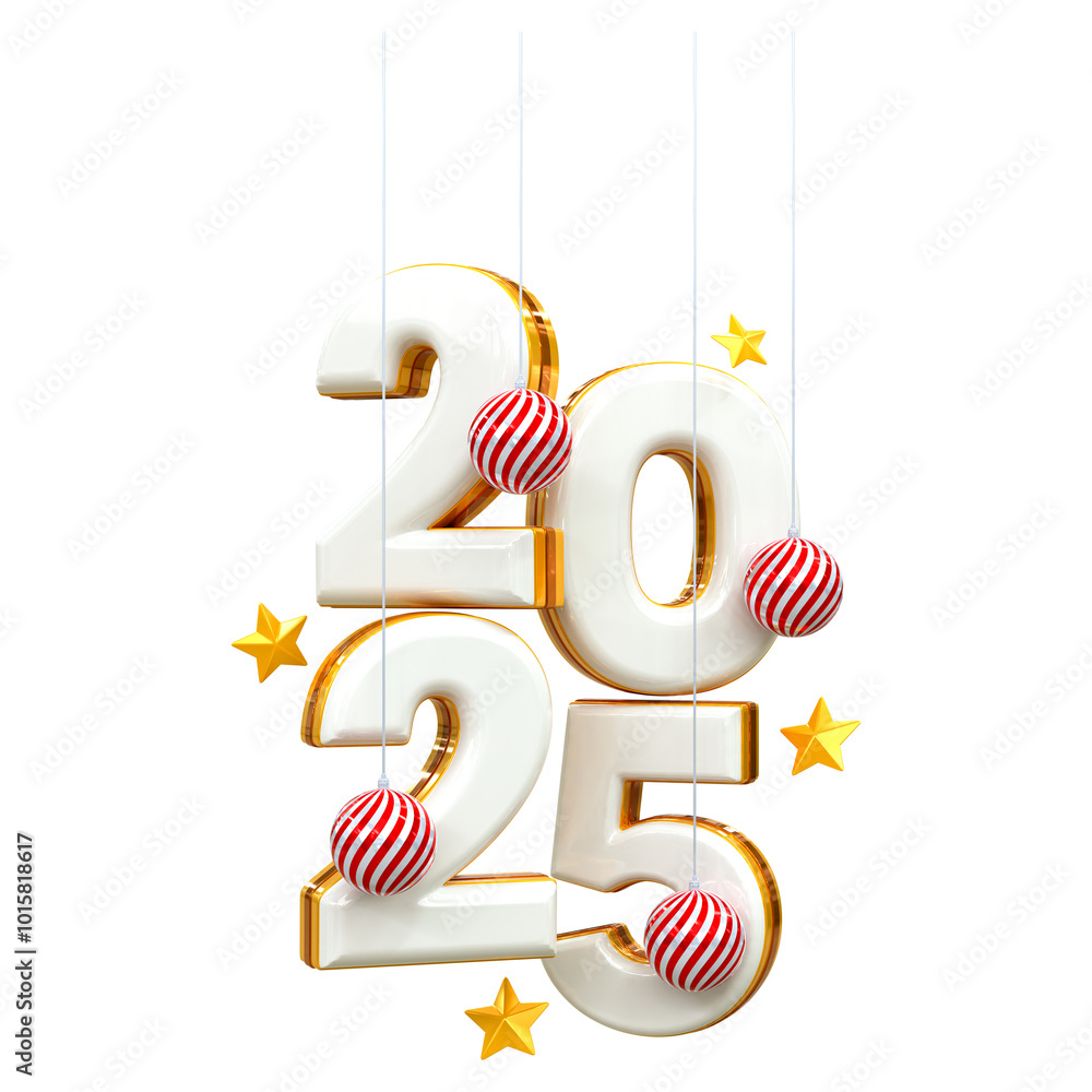 3d rendering Happy new year 2025 gold 3d text effect banner design template Stock Illustration ...