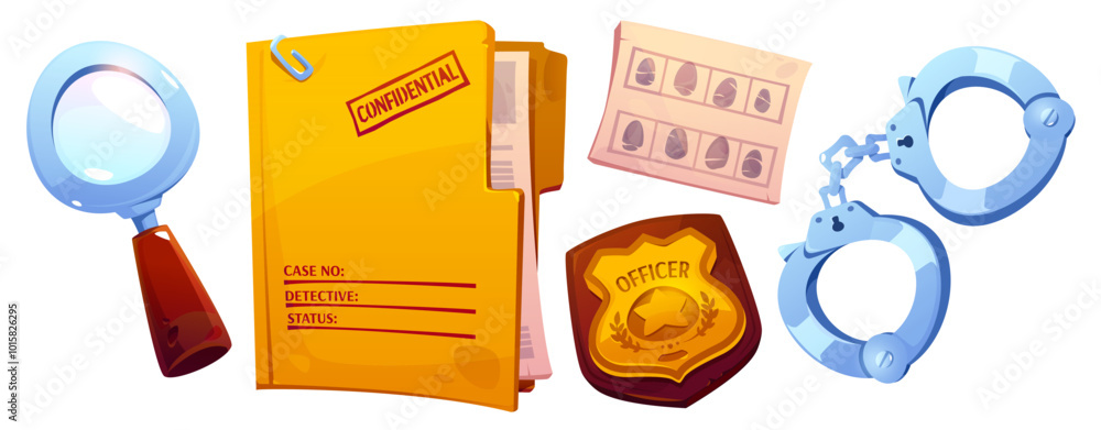 Detective or spy character equipment. Cartoon vector set of ...