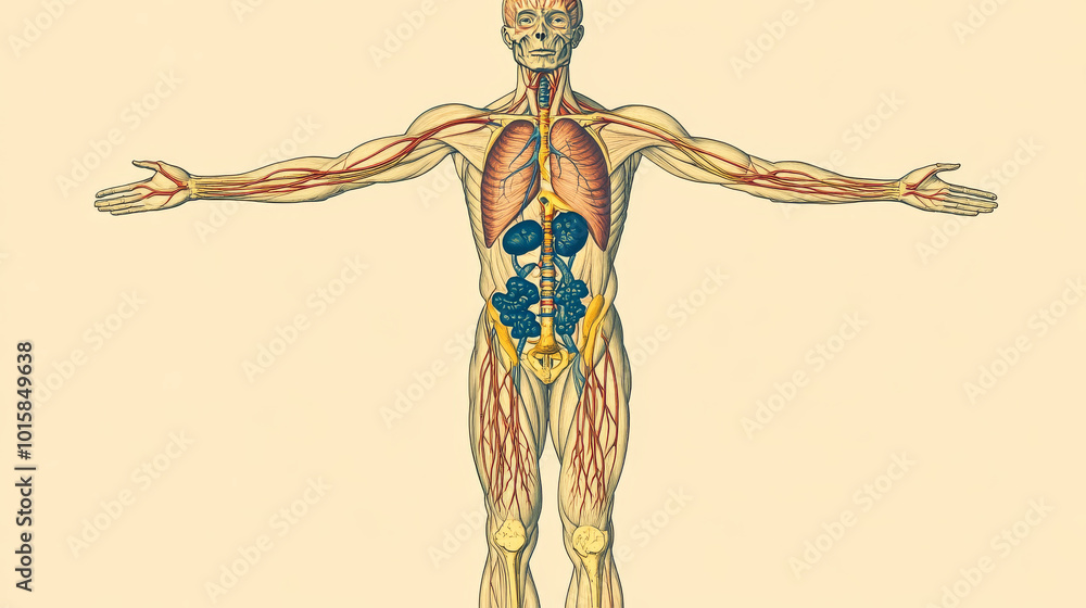 This poster shows a simple diagram of the human body, highlighting the ...