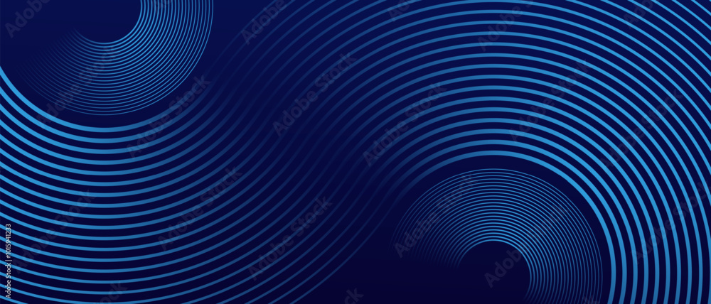 Dark blue circle line abstract background. Shiny blue circle geometric ...