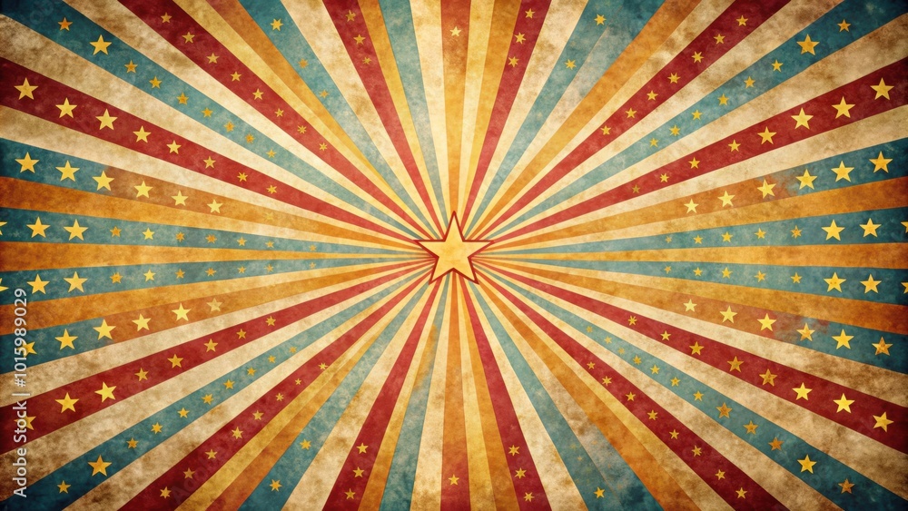 Vintage circus sunburst background with retro rays and grunge texture ...