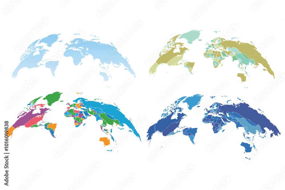 curved world map in Multicolor .background vector illustration. Stock Vector | Adobe Stock