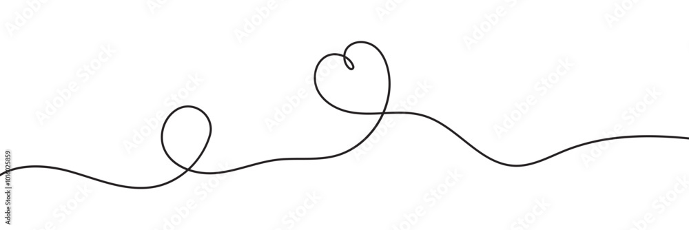 Heart single line art drawing. Continuous one lines heart vector ...