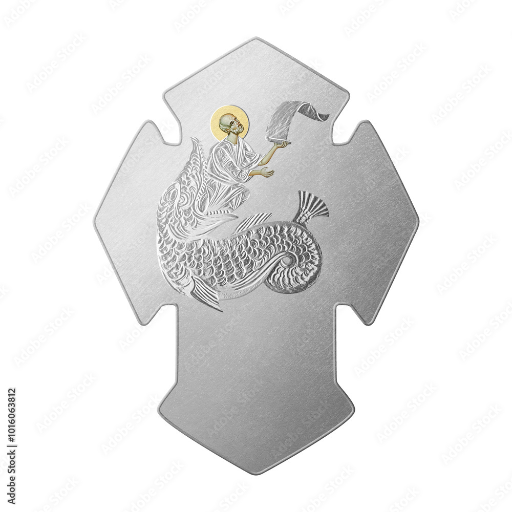 Orthodox traditional image of Saint Jonah and the Whale. Silver ...