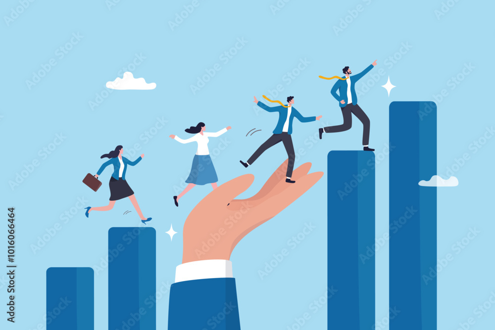 Growth assistance, support or help to success, growing business, career ...