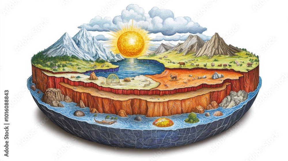 Cross-Section Diagram of Earth's Layers Stock Illustration | Adobe Stock