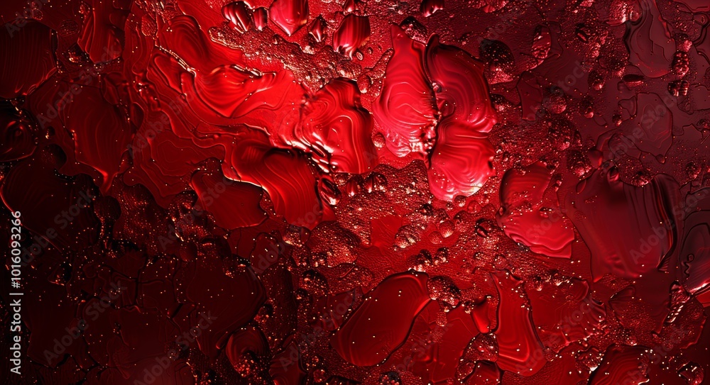 Red Metallic Liquid Texture Background, Shiny Reflective Surface ...