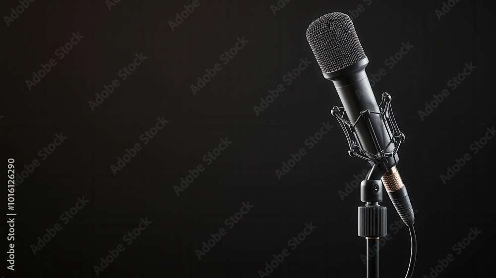 Microphone boom pole with a mounted shotgun mic, audio recording setup ...
