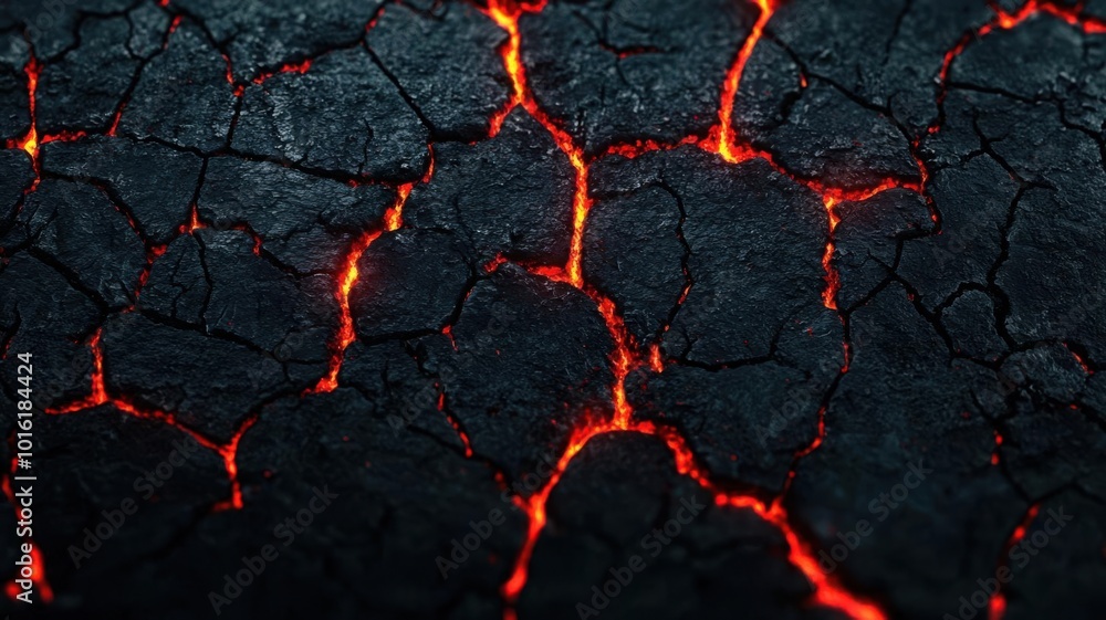 Volcanic fissure with linear eruptions, producing lava from cracks in ...