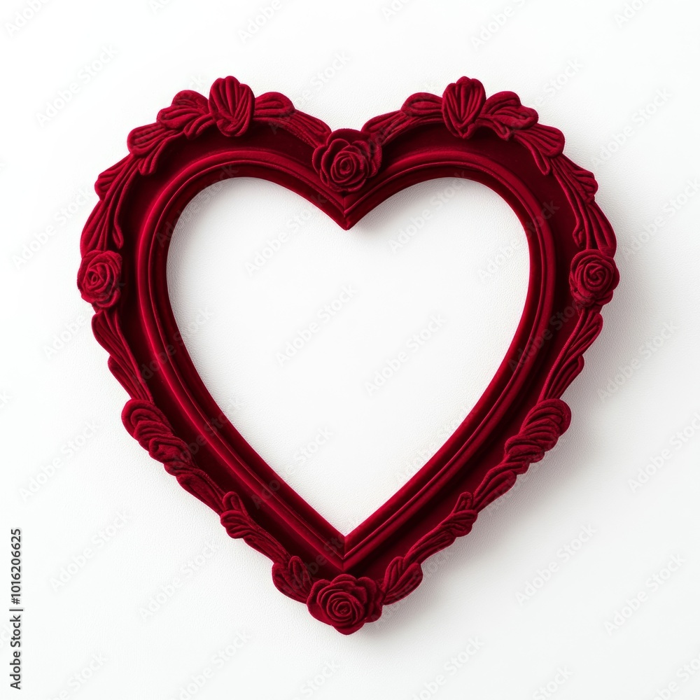 Romantic red velvet St Valentine’s picture frame with heart-shaped ...