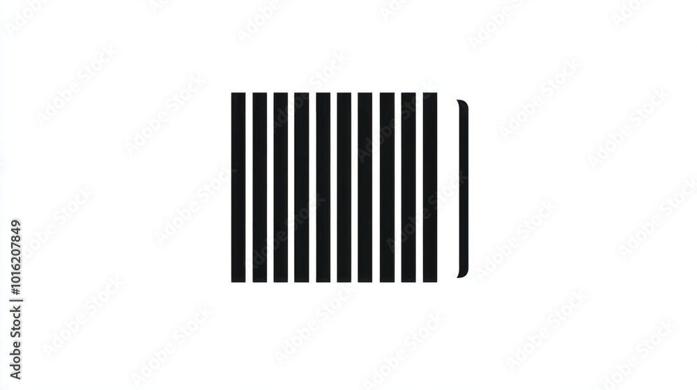 Simple, classic barcode icon with bold black lines, isolated on white ...