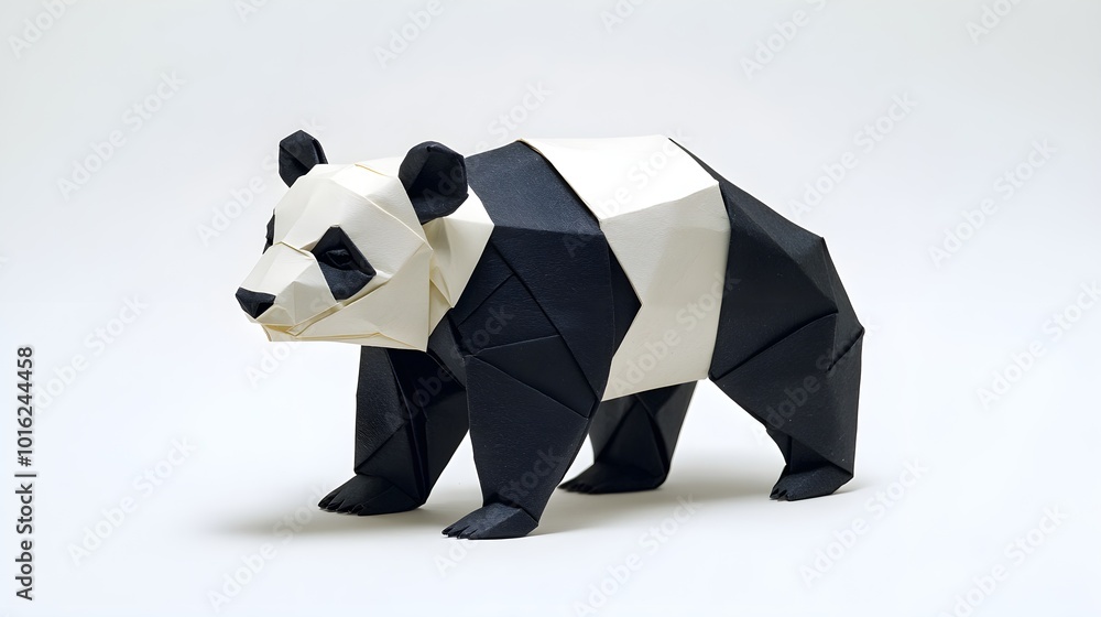 Origami Panda Bear Papercraft Animal Figure Stock Illustration | Adobe ...