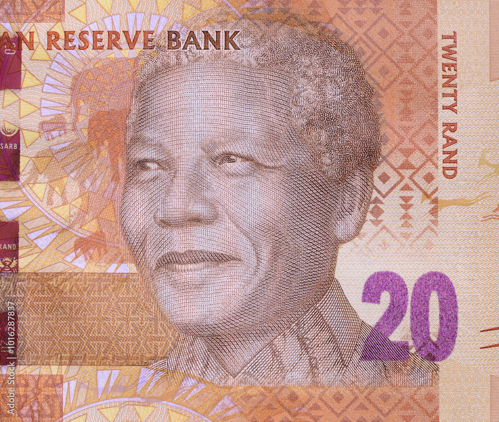 Nelson Mandela portrait on Banknote of the South African rand Stock Photo | Adobe Stock