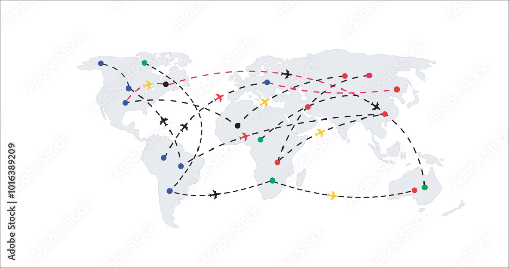 air line on world map, Traveling Around the World Air Transportation ...