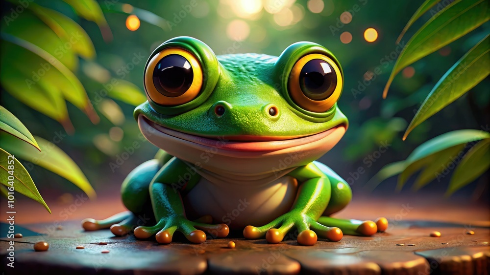 Adorable Cartoon Frog with Big Eyes and a Smiling Face Perfect for ...