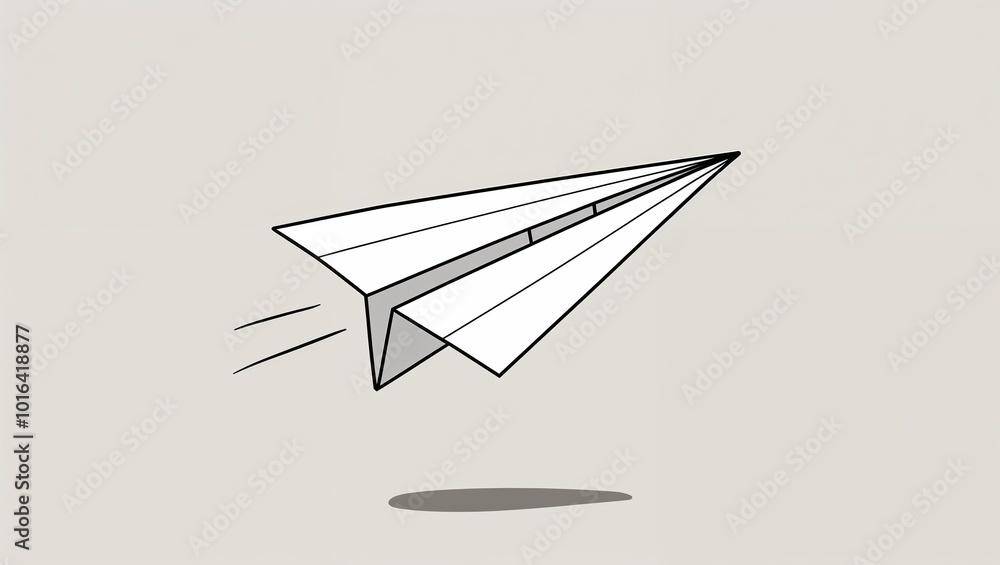 Hand drawing clipart of a paper airplane flying on plain white ...