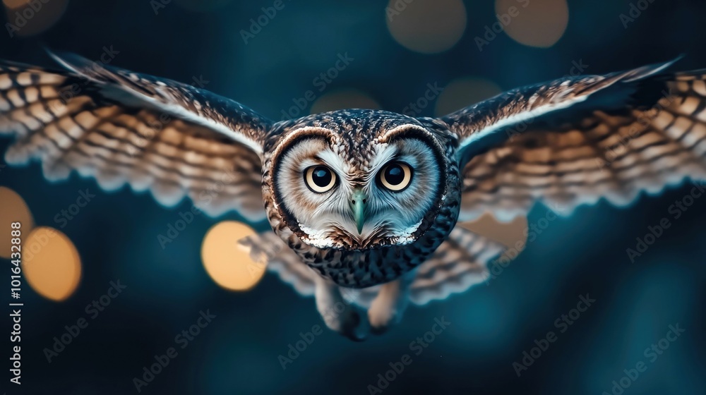 Captivating image of a mysterious witch owl with its wings spread ...
