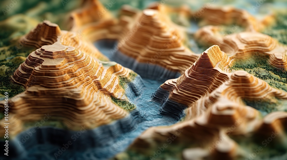 digital 3d map terrain showcasing gis geodata mapping concept ...