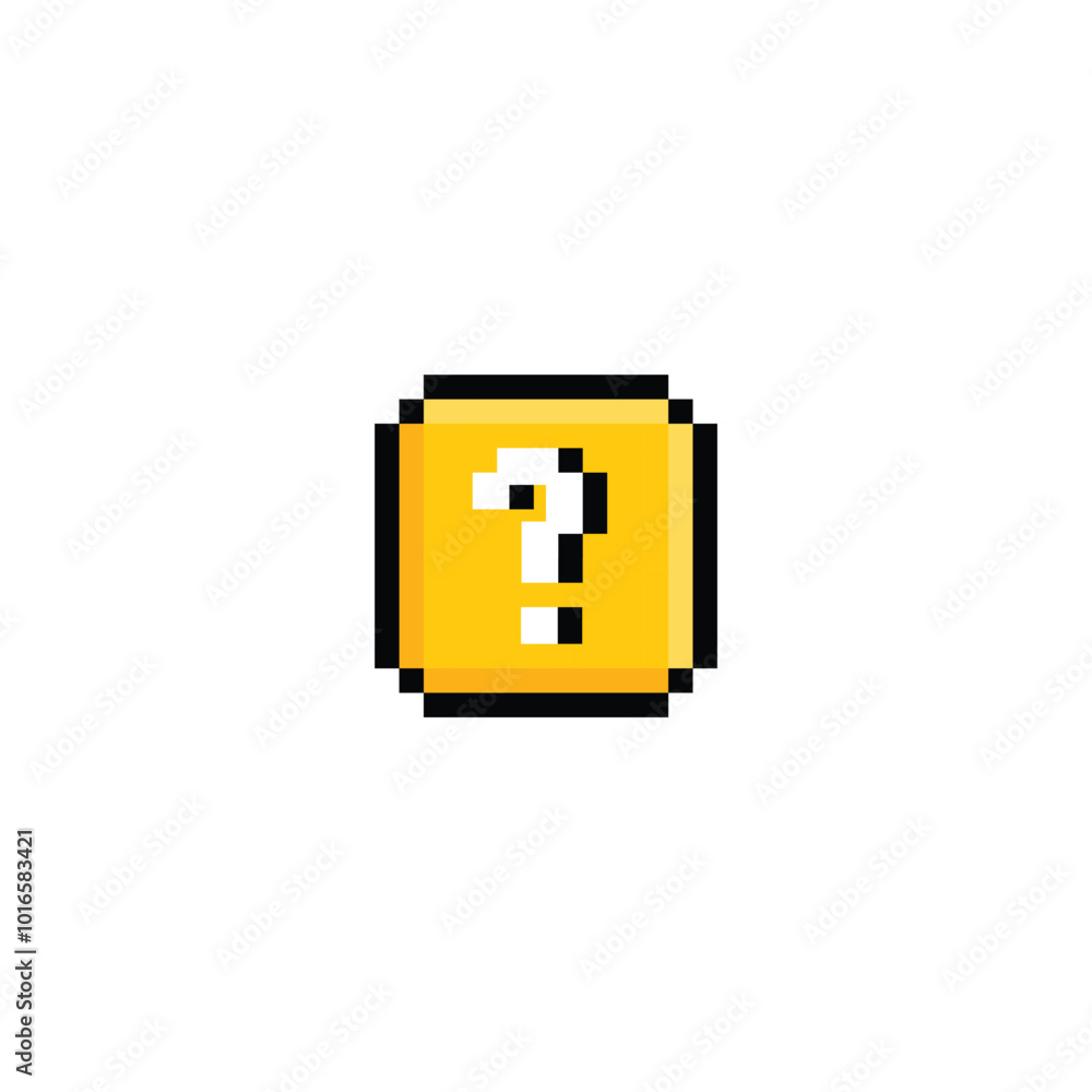 question mark 8 bit icon question tag Pixel art 8-bit for game Stock ...
