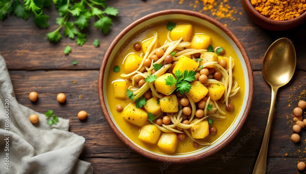 Traditional Aloo Tama Bodi Curry with Potatoes, Bamboo Shoots, and ...