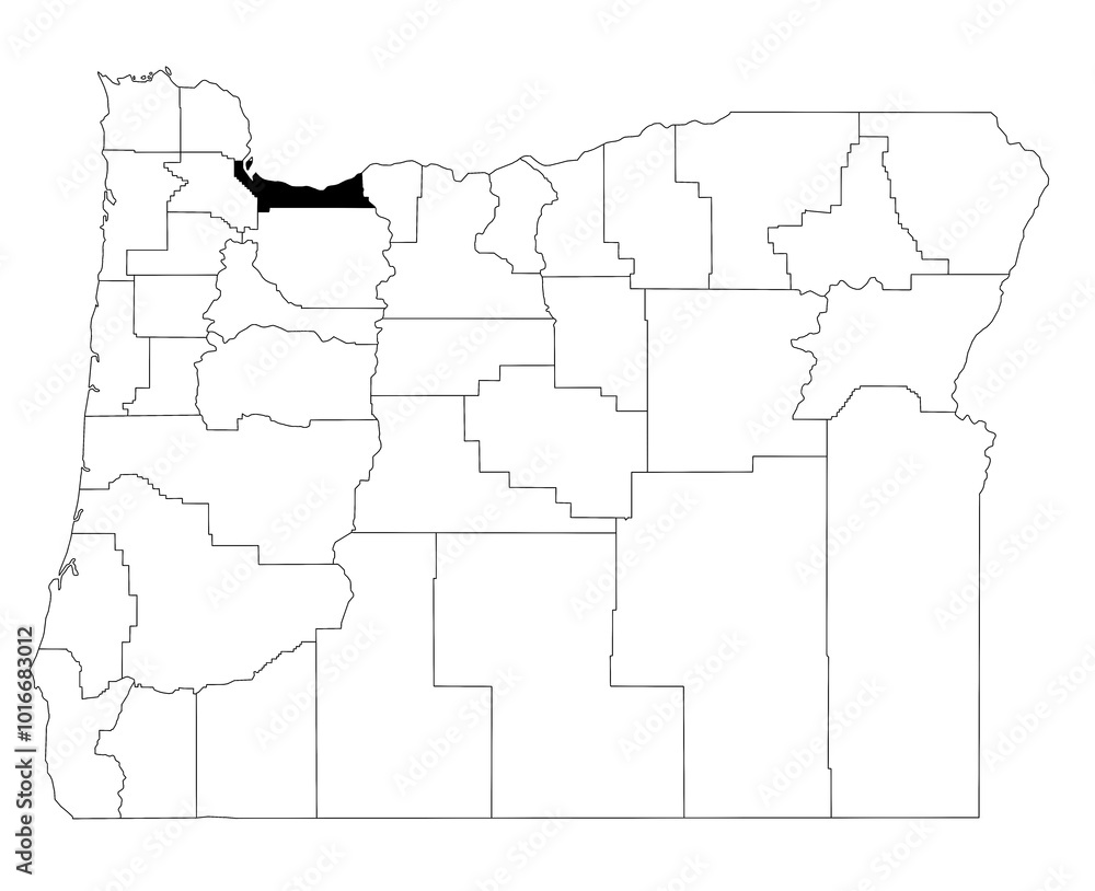 Map of Multnomah County in Oregon state on white background. single ...