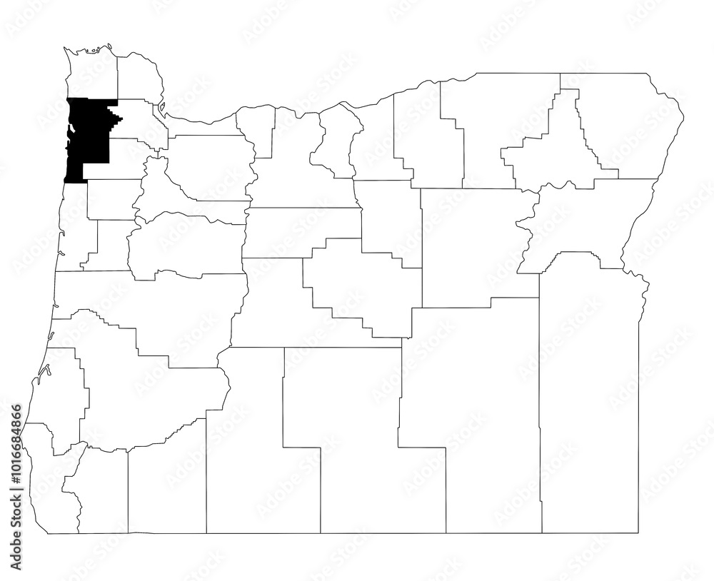 Map of tillamook County in Oregon state on white background. single ...