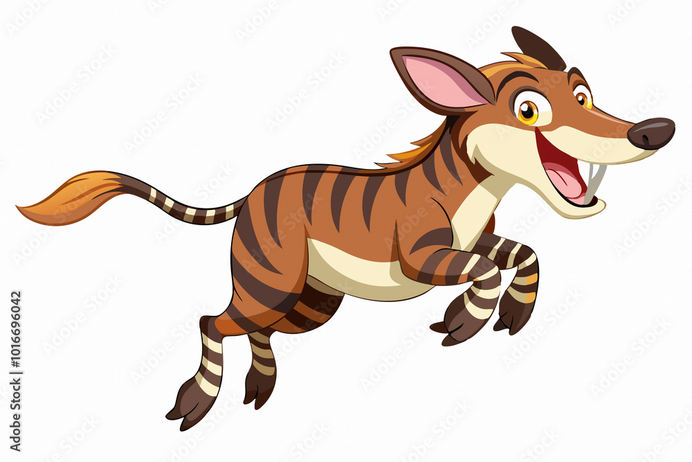 Grinning Okapi Cartoon Jumping with Claws Out - Perfect for T-Shirt ...