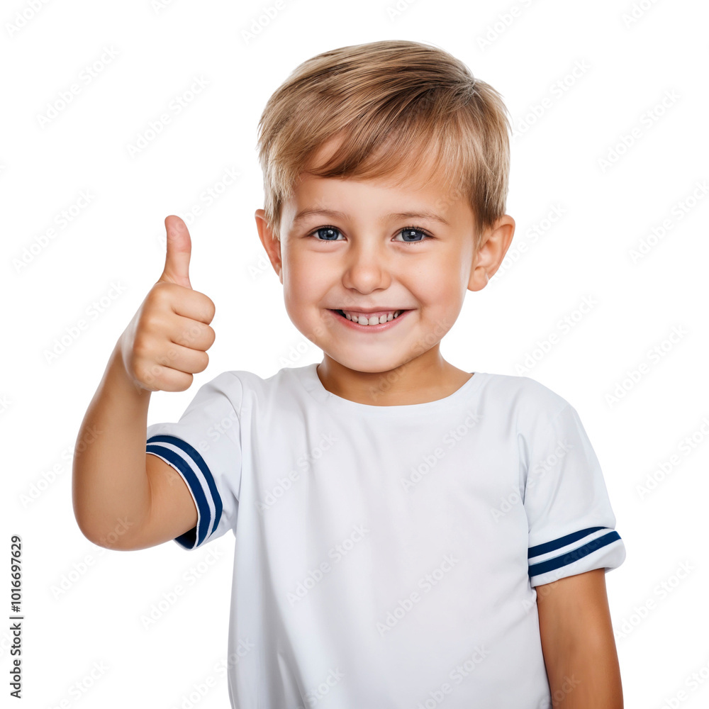 Cheerful smiling kid showing thumb up isolated on transparent ...
