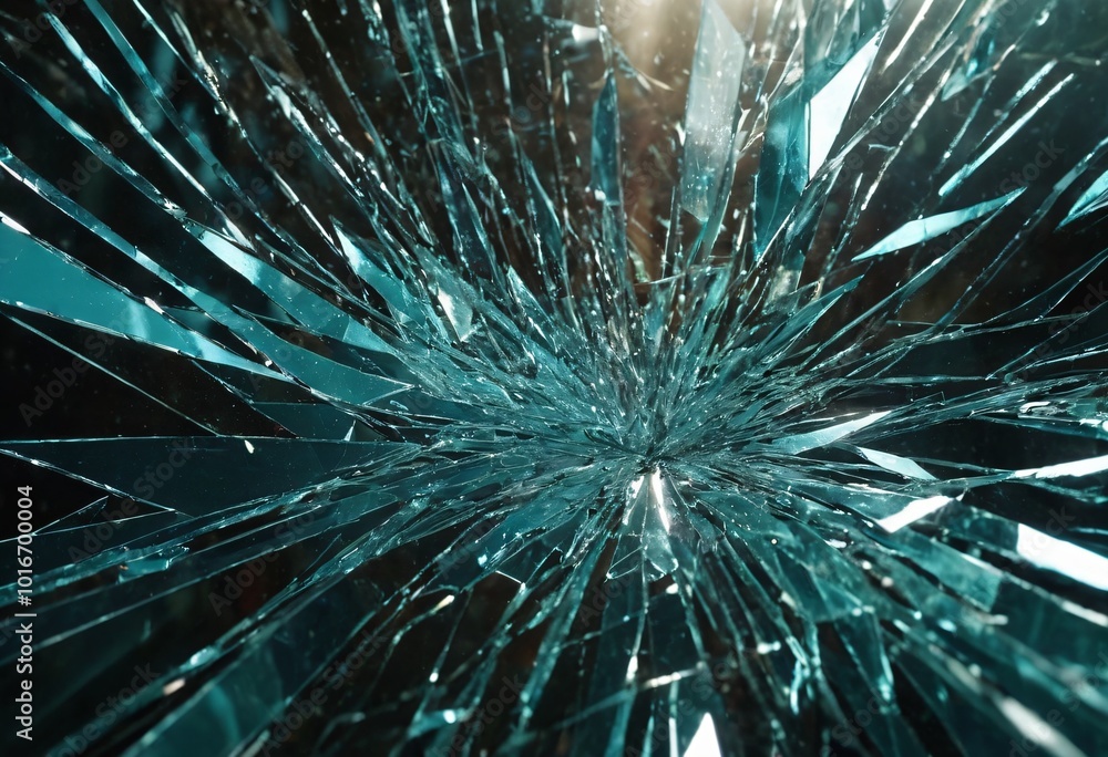 Abstract shattered glass effect with sharp, angular shapes, creating a ...