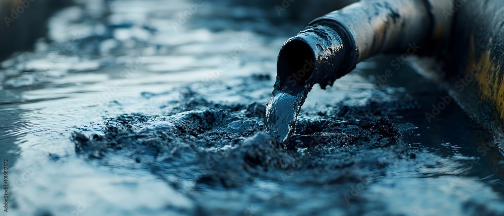Water flowing from a tap turning into polluted sludge visualizing the ...