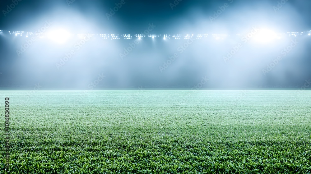 Twilight Serenity in an Empty Stadium Field - Night Sky Illuminated by ...