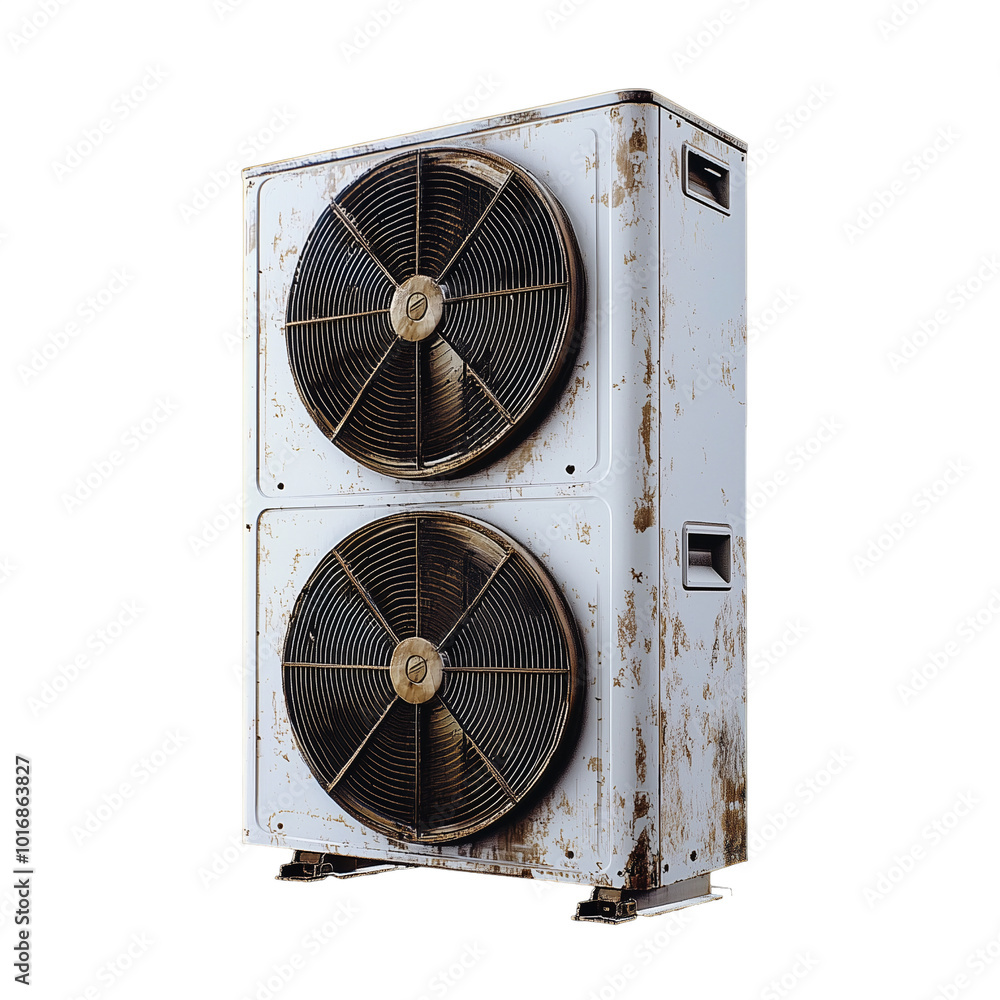 Rusty Dual Fan Air Conditioner Unit in Distressed Condition 3D Model ...